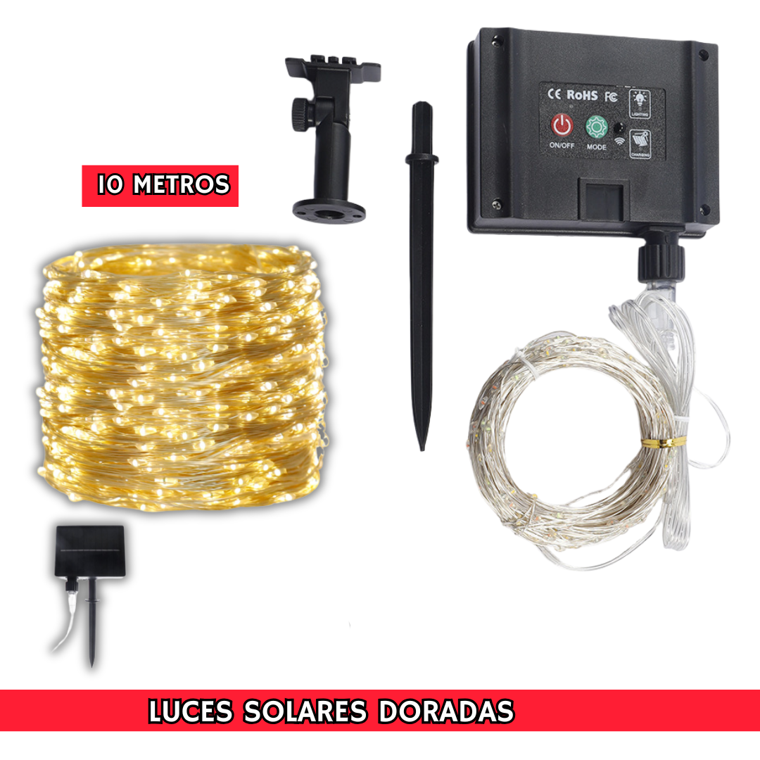 Nuevas Luces Solares LED Dorado de COBRE (10 Metros)– MILLION TIENDA